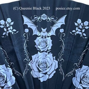 Bats and Roses Black and White Large Gothic Hand Fan Home Wall Decor - Etsy