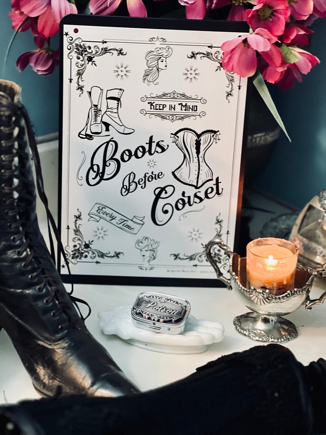 Boots Before Corset Metal Sign: Victorian Inspired Humor Decor - Etsy