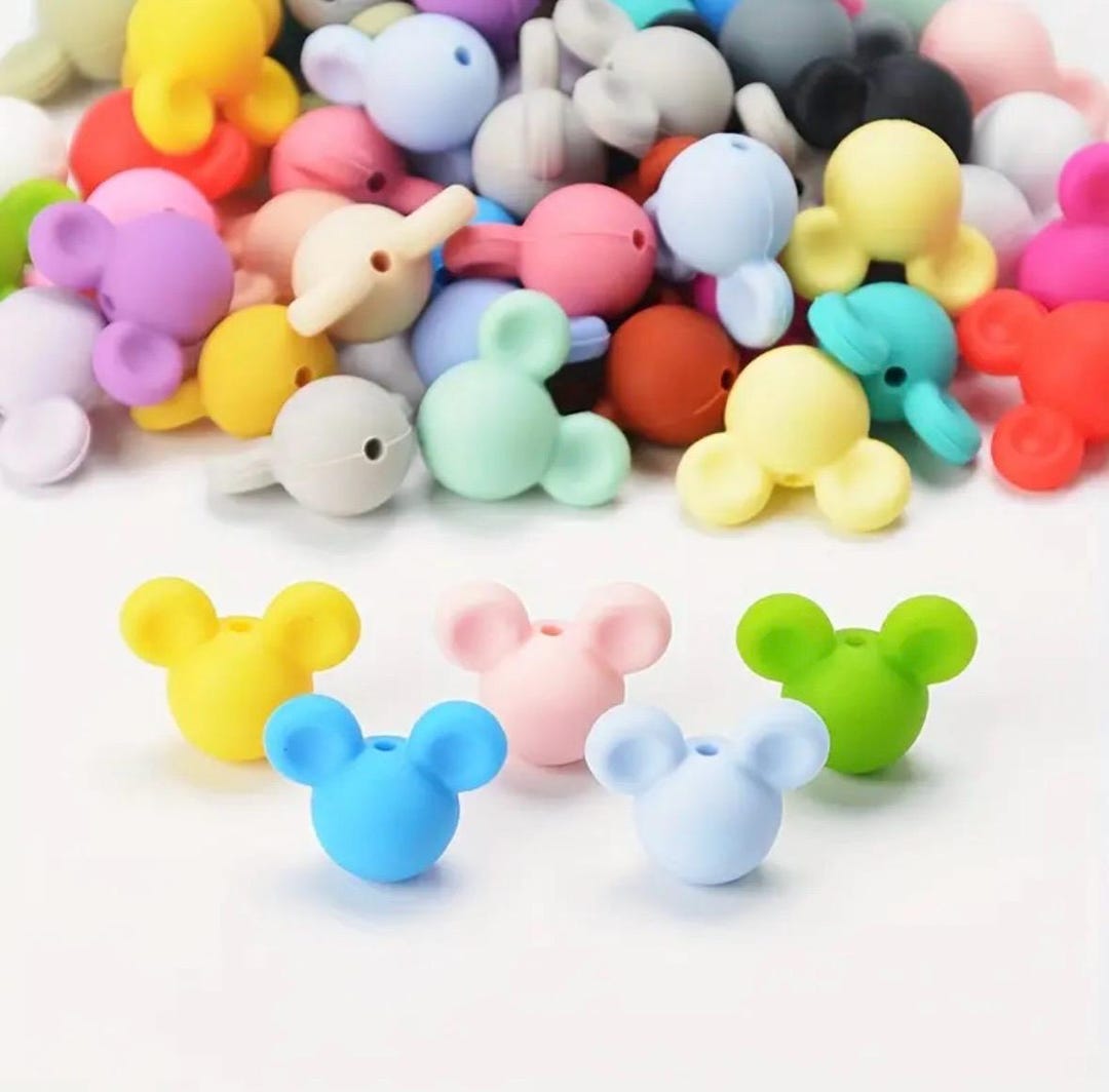 Set of 10 Silicone Mouse Head Beads, Crafting, Bracelet, Beadable ...