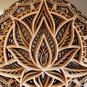 Flower Mandala SVG, Lotus Design, Layered Wood Cut Files, Laser Cutting ...