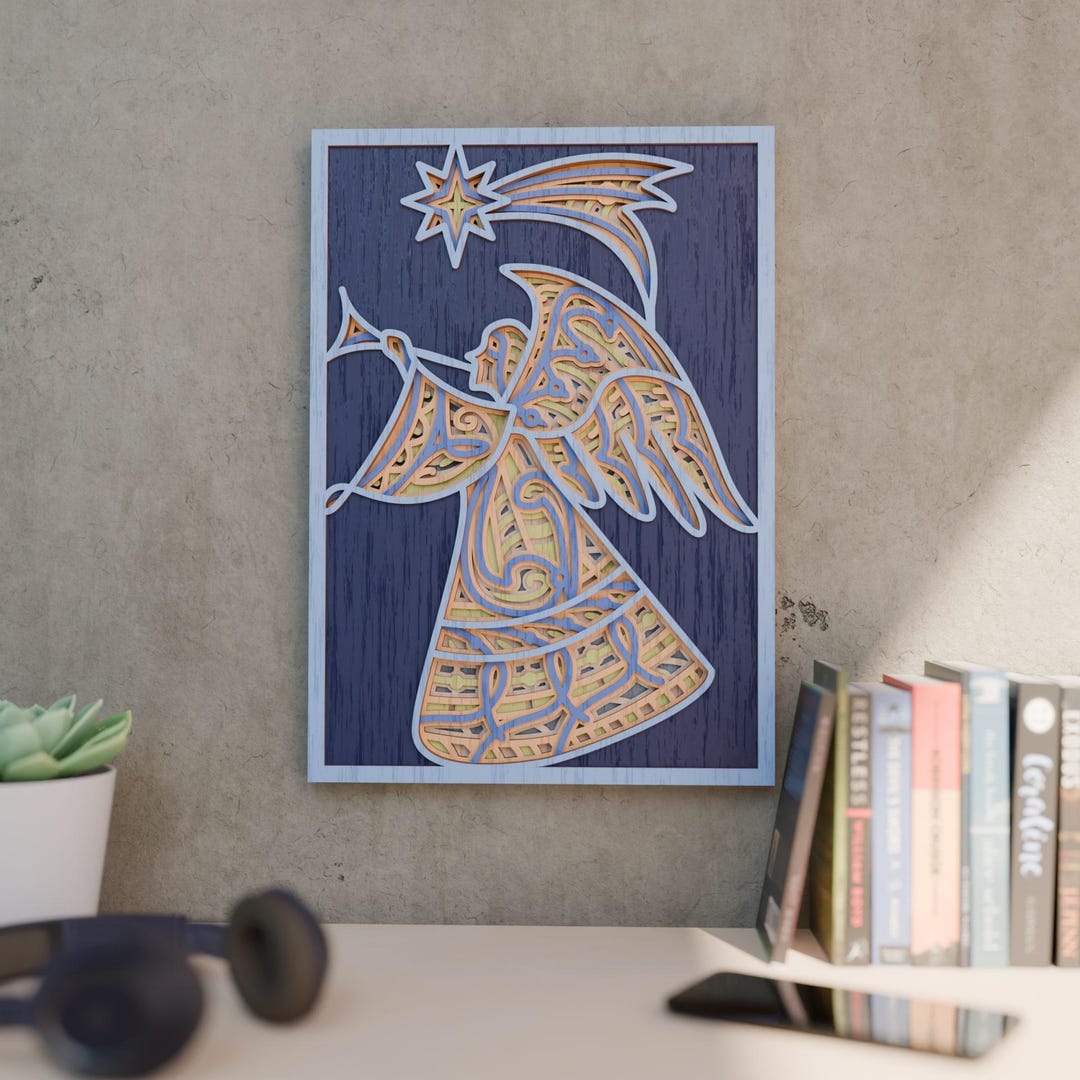 Christmas Angel SVG for Laser Cutting | Holiday Ornament Art | 3D ...