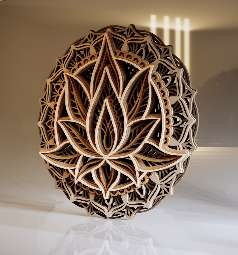 Flower Mandala SVG, Lotus Design, Layered Wood Cut Files, Laser Cutting ...