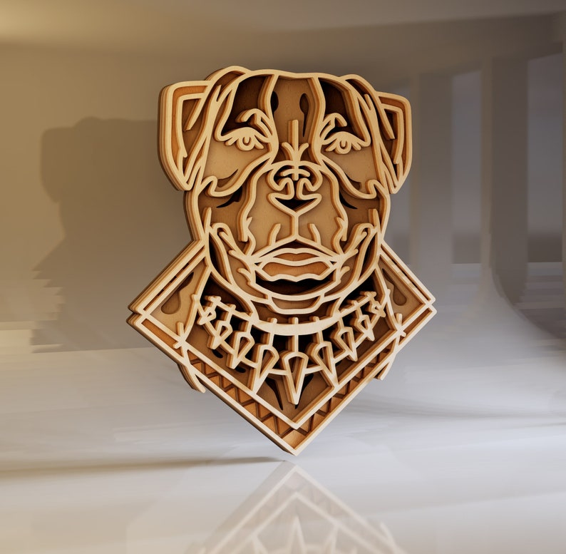 Pitbull Head SVG, Multi Layer Dog Laser Cut File, Wood Cutouts, Instant ...