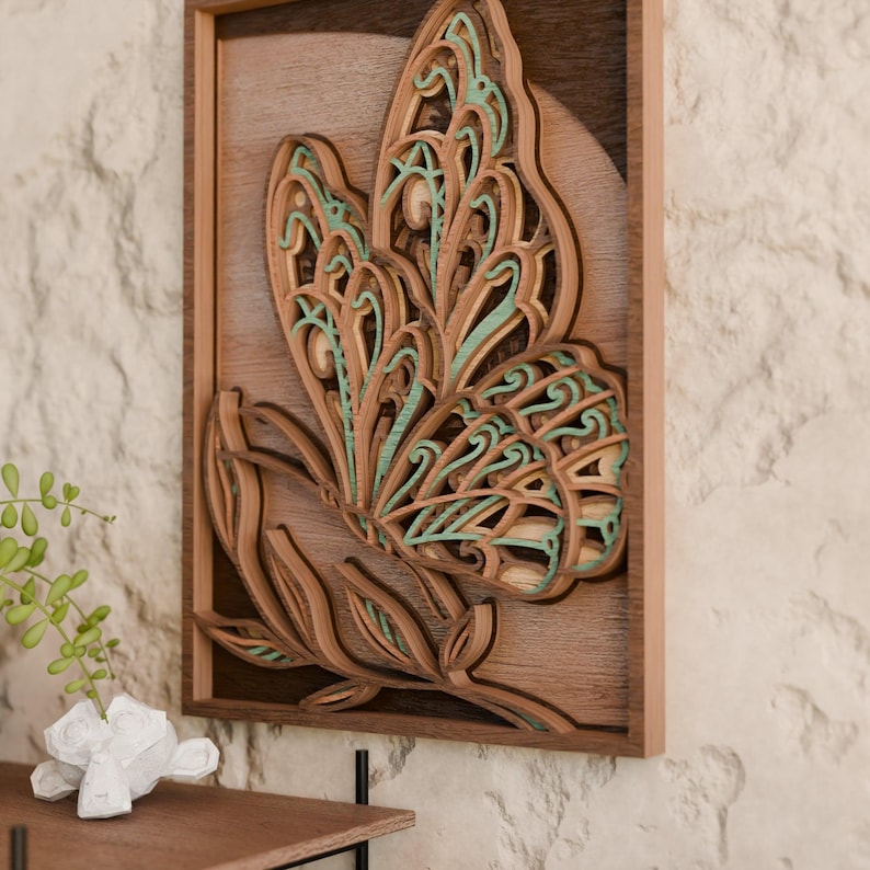 Boho Butterfly SVG | Layered Mandala Insect Design | 3D Nature Wall Art ...