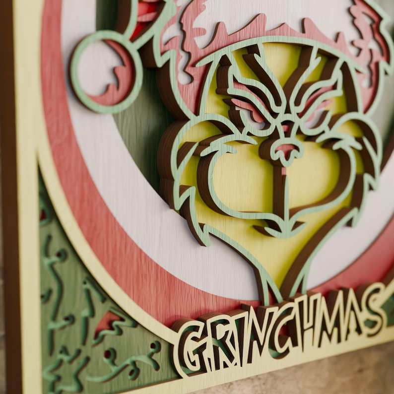 Grinch Face SVG | Merry Grinchmas Layered Mandala | Xmas Laser Cut File ...