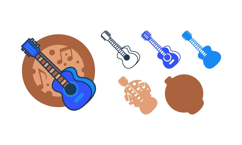 Multilayer Guitar SVG Laser Cut Files, 5 Layers Music Notes and ...