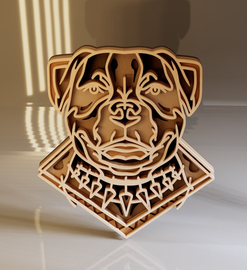 Pitbull Head SVG, Multi Layer Dog Laser Cut File, Wood Cutouts, Instant ...