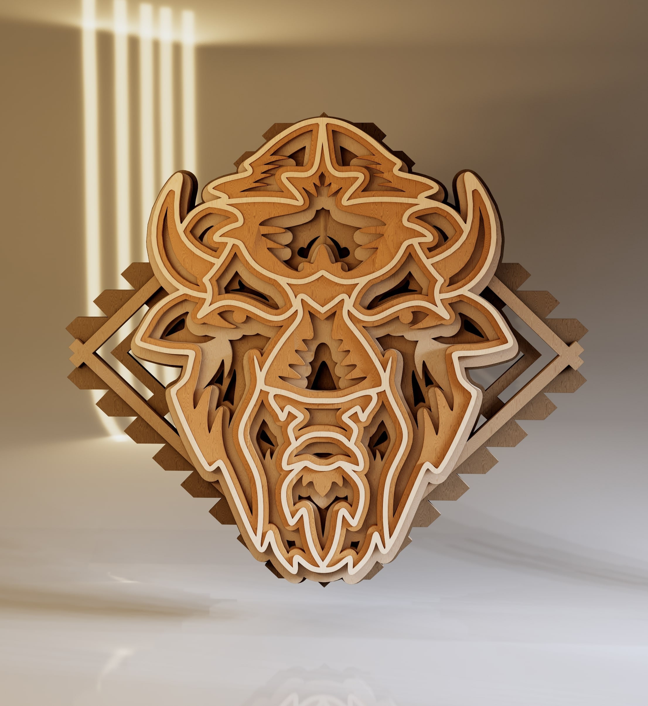 Bison SVG, American Buffalo, Animal Wood Cutout, 3D Layered Laser Cut ...