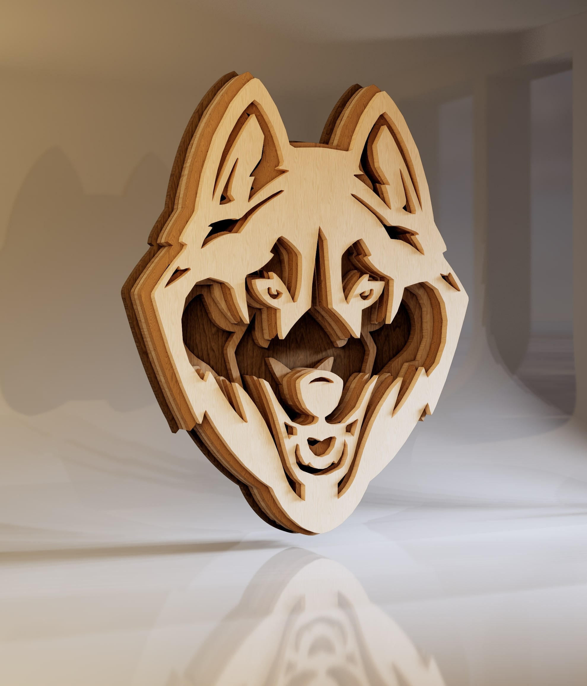 Husky SVG, Dog Wood Cutout, Layered Design, Animal Laser Cut, Glowforge ...