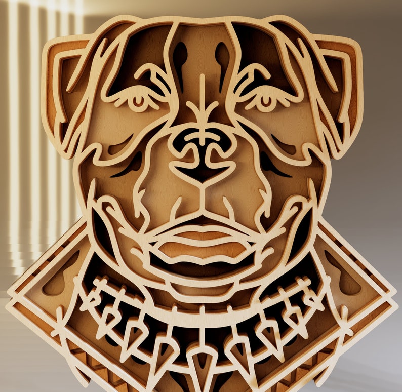Pitbull Head SVG, Multi Layer Dog Laser Cut File, Wood Cutouts, Instant ...