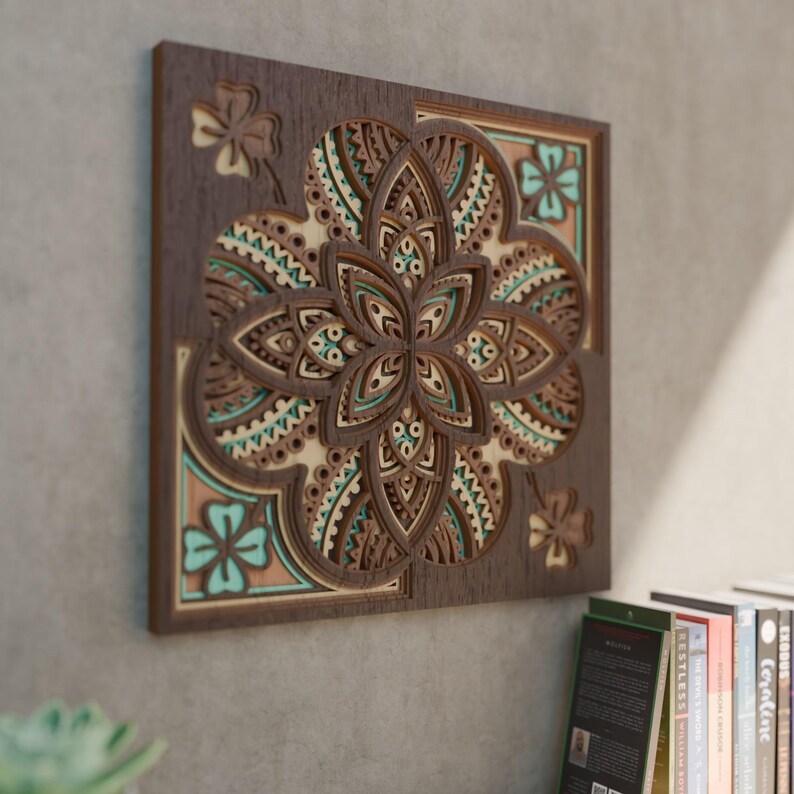 Layered Four Leaf Clover SVG | Shamrock 3D Laser Cut | Boho Mandala ...