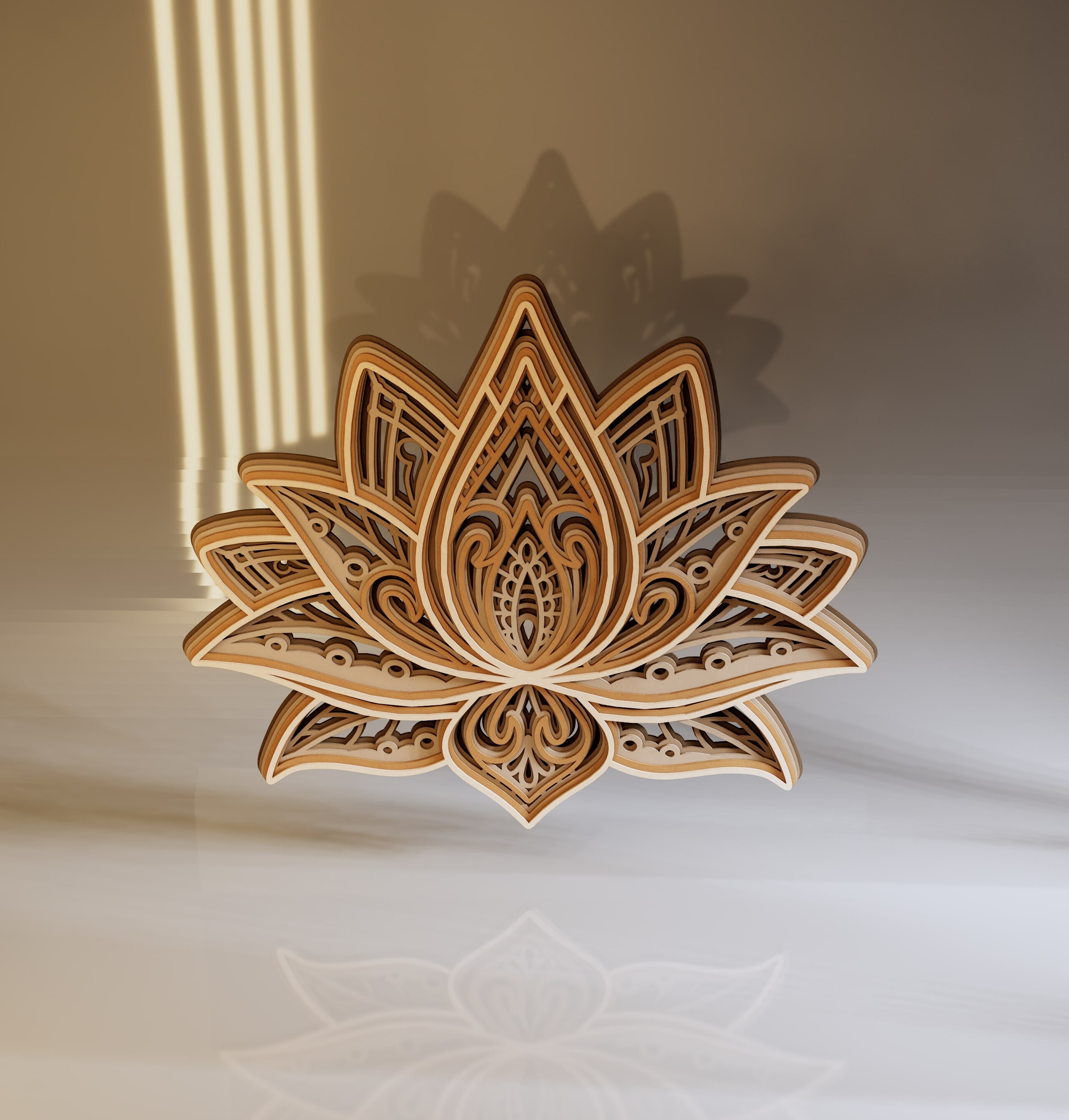 Layered Lotus SVG, Mandala Laser Cut, Plywood Flowers, Glowforge ...