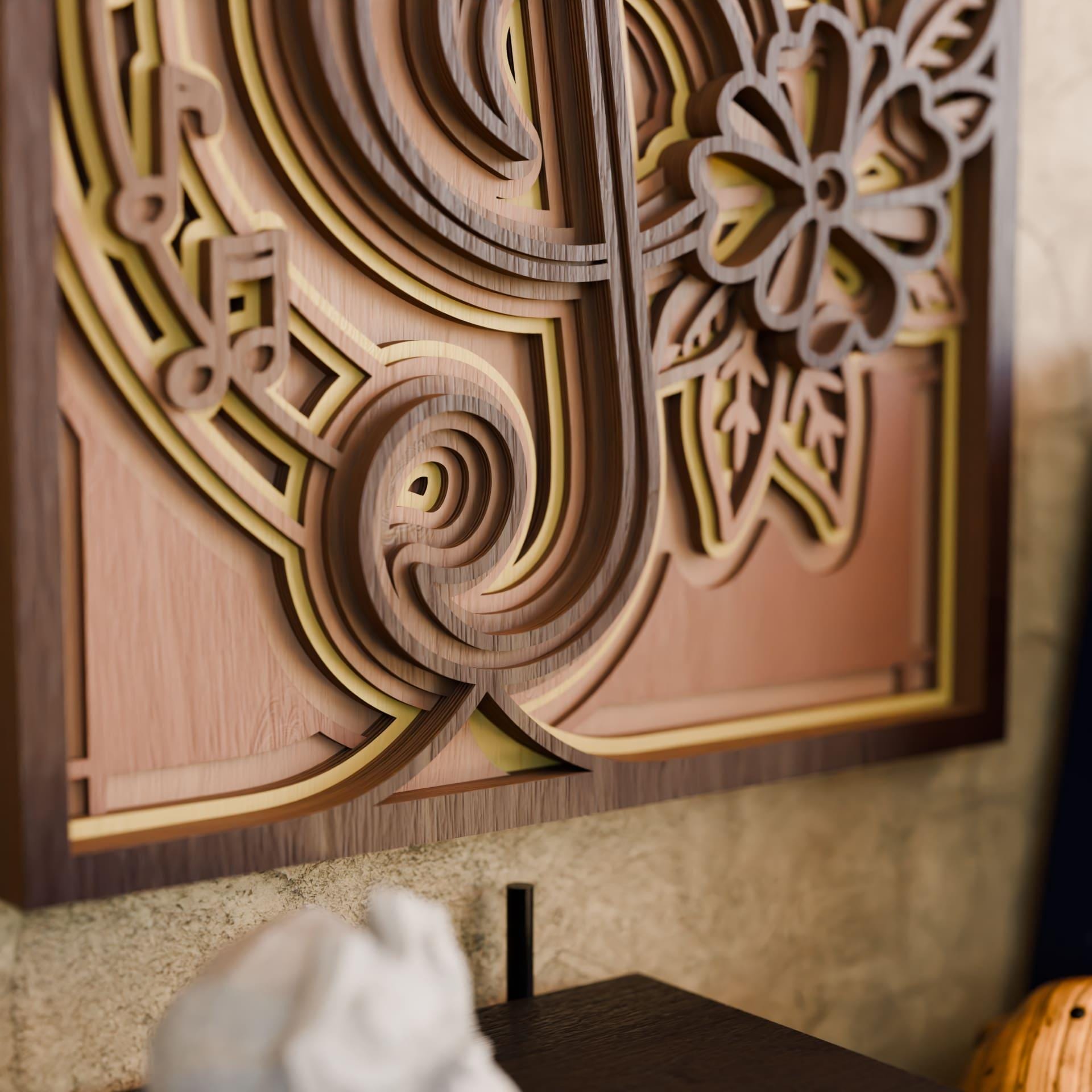 Music Note SVG | Floral Treble Clef Layered Design | Laser Cut Musical ...