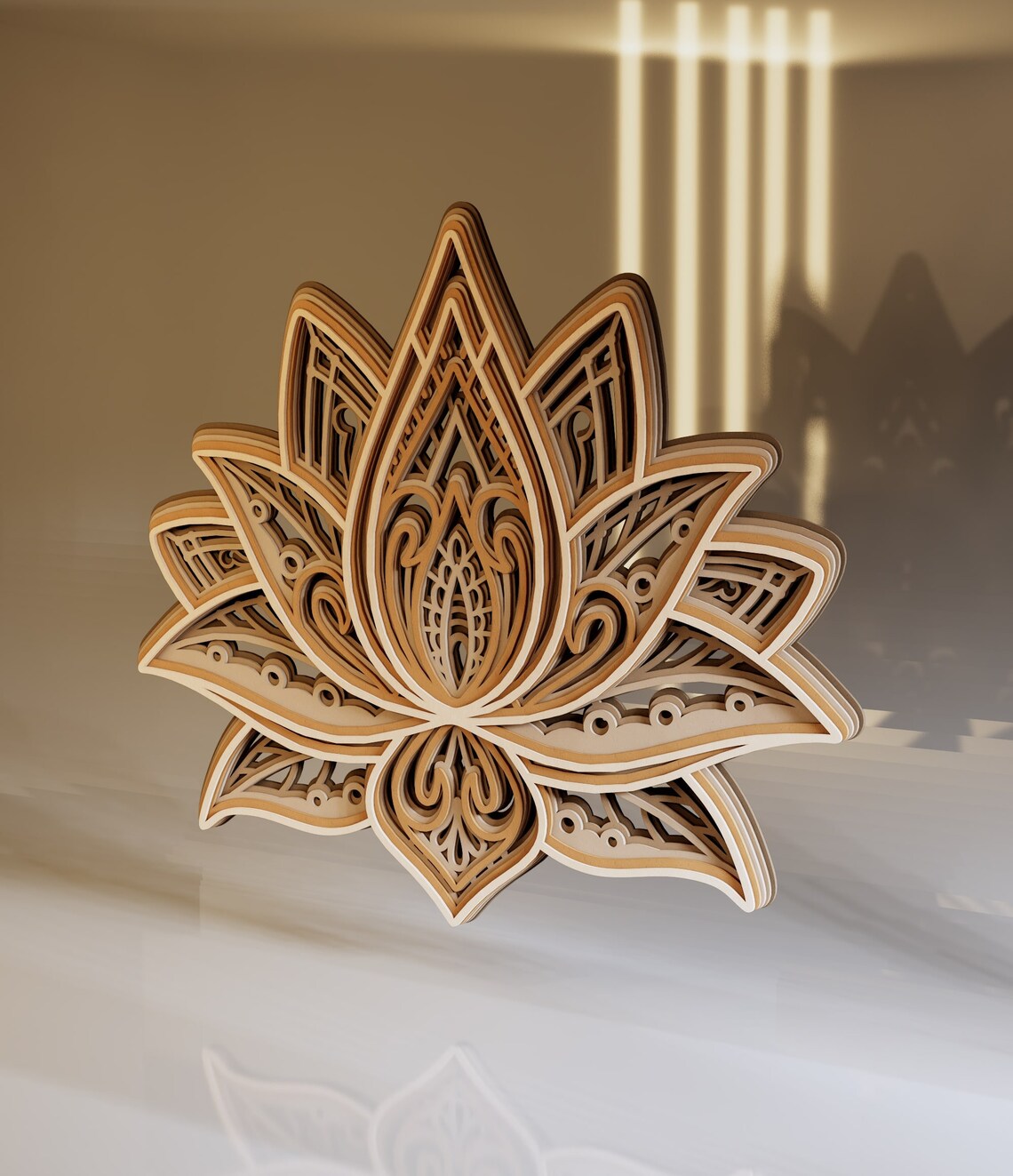 Layered Lotus SVG, Mandala Laser Cut, Plywood Flowers, Glowforge ...