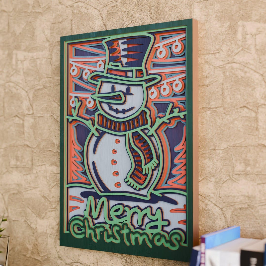 Snowman Layered SVG | 3D Laser Cutting File | Merry Christmas Mandala ...