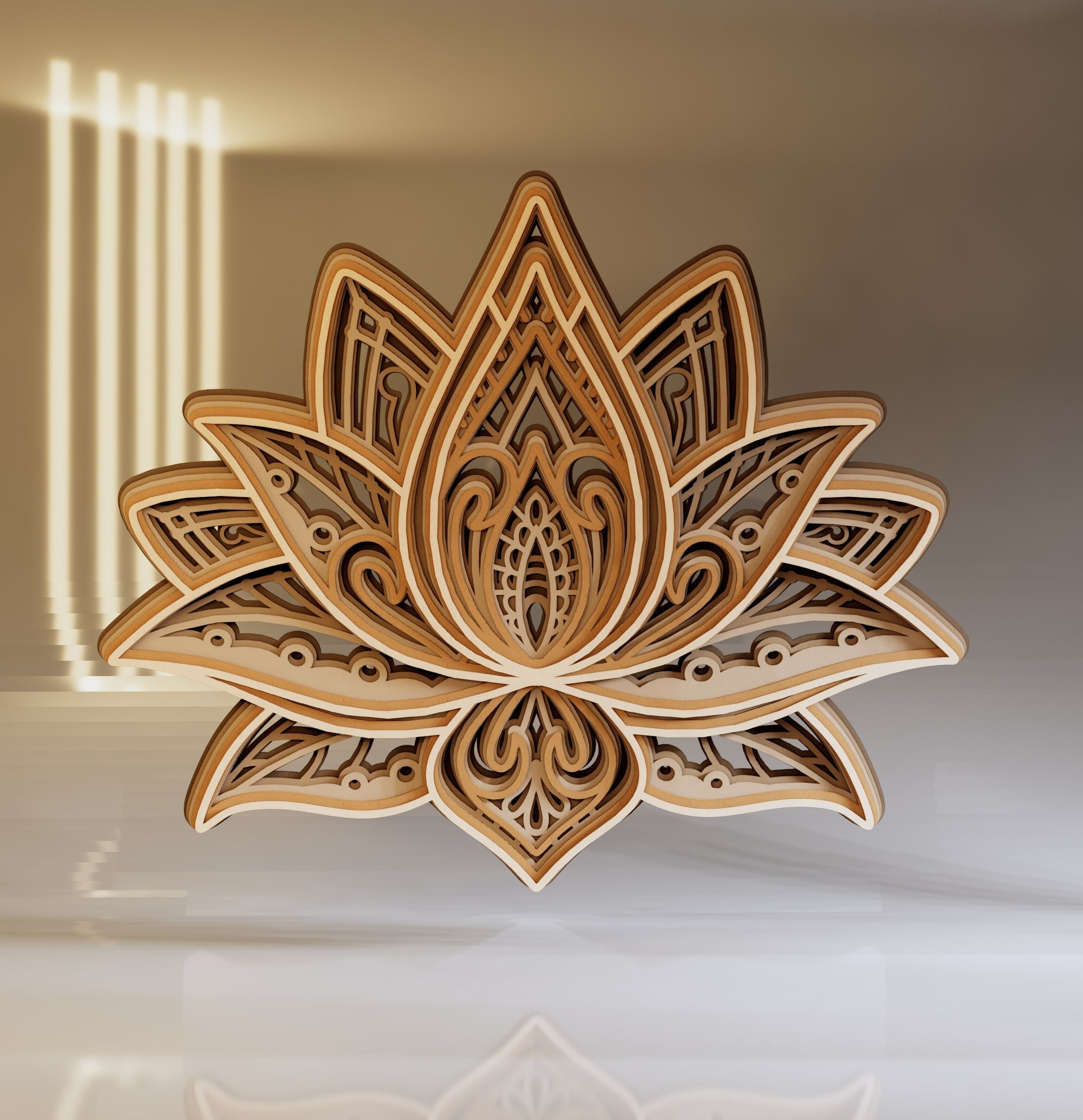 Layered Lotus SVG, Mandala Laser Cut, Plywood Flowers, Glowforge ...