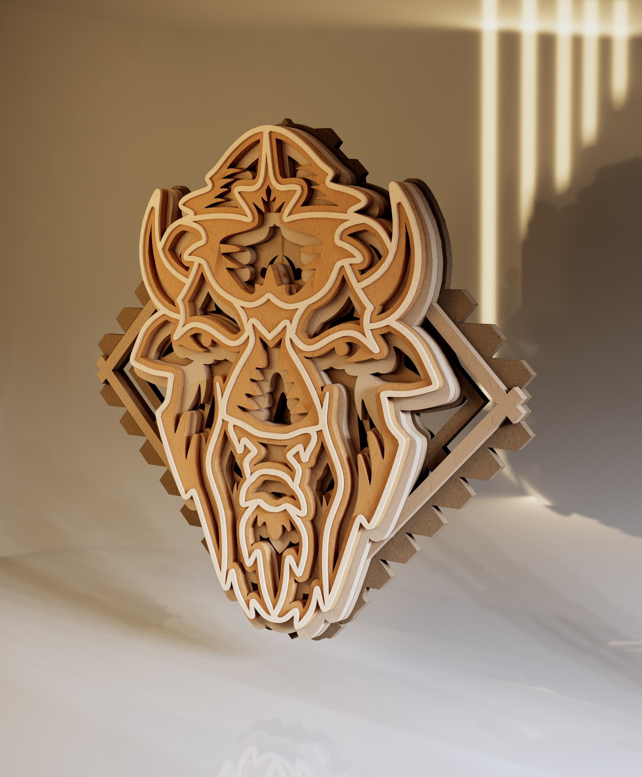 Bison SVG, American Buffalo, Animal Wood Cutout, 3D Layered Laser Cut, Vector Files, Papercut ...