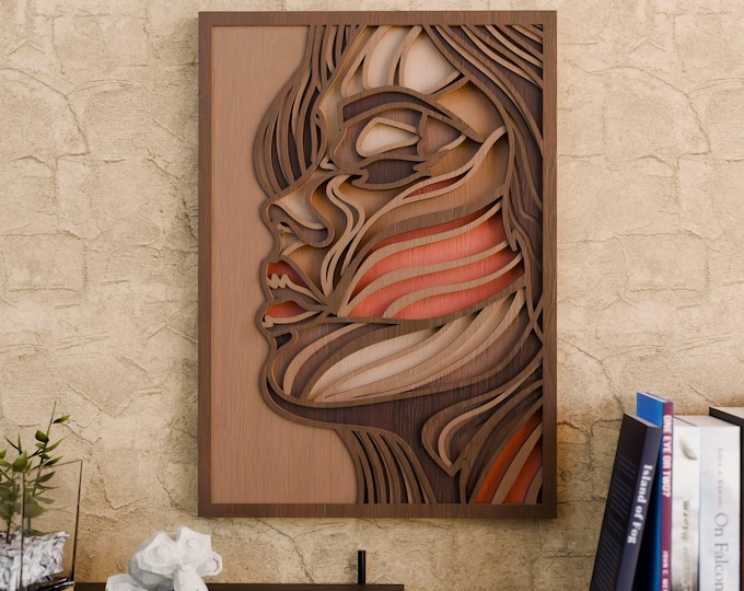 3D Woman Face Art PNG - Monochromatic Digital Download for Laser ...