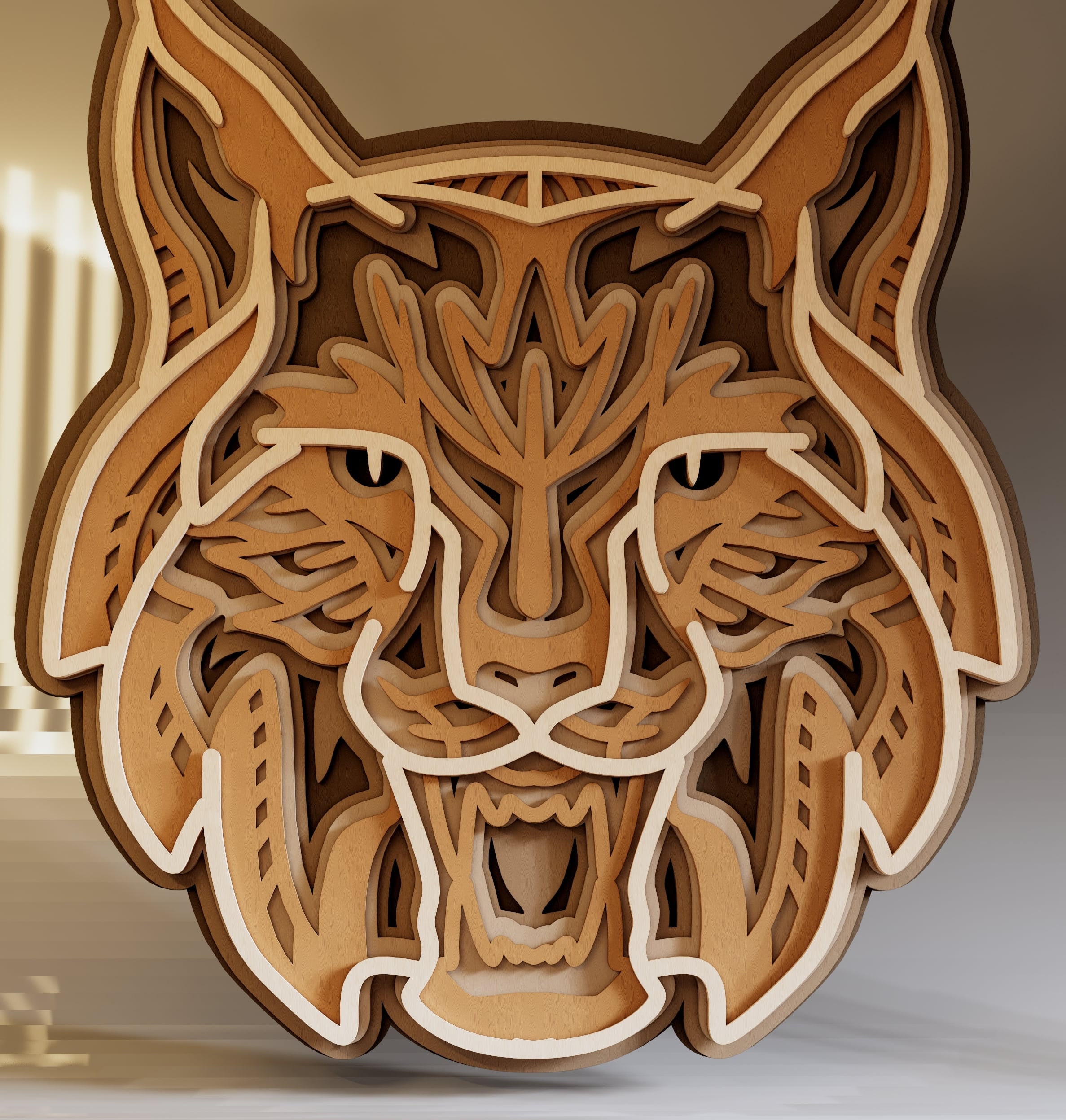 Lynx SVG, Multilayer Laser Cut, Desert Animal Art, 3D Papercut, Cricut ...