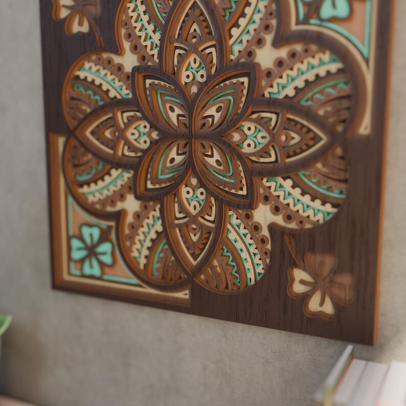 Layered Four Leaf Clover SVG | Shamrock 3D Laser Cut | Boho Mandala ...