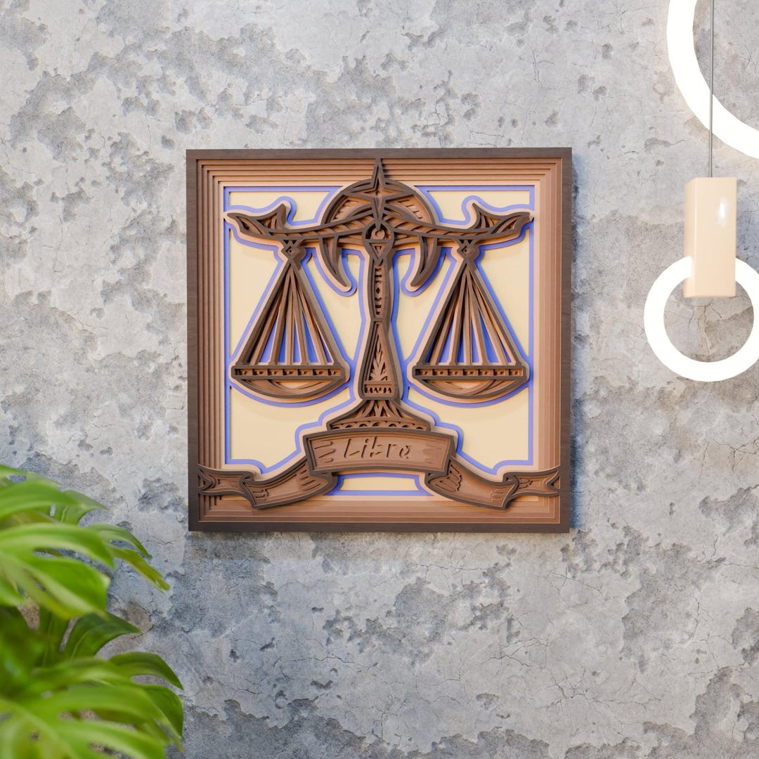 Libra Mandala SVG | Zodiac Scales Laser Cut File | 3D Wood Wall Panel ...