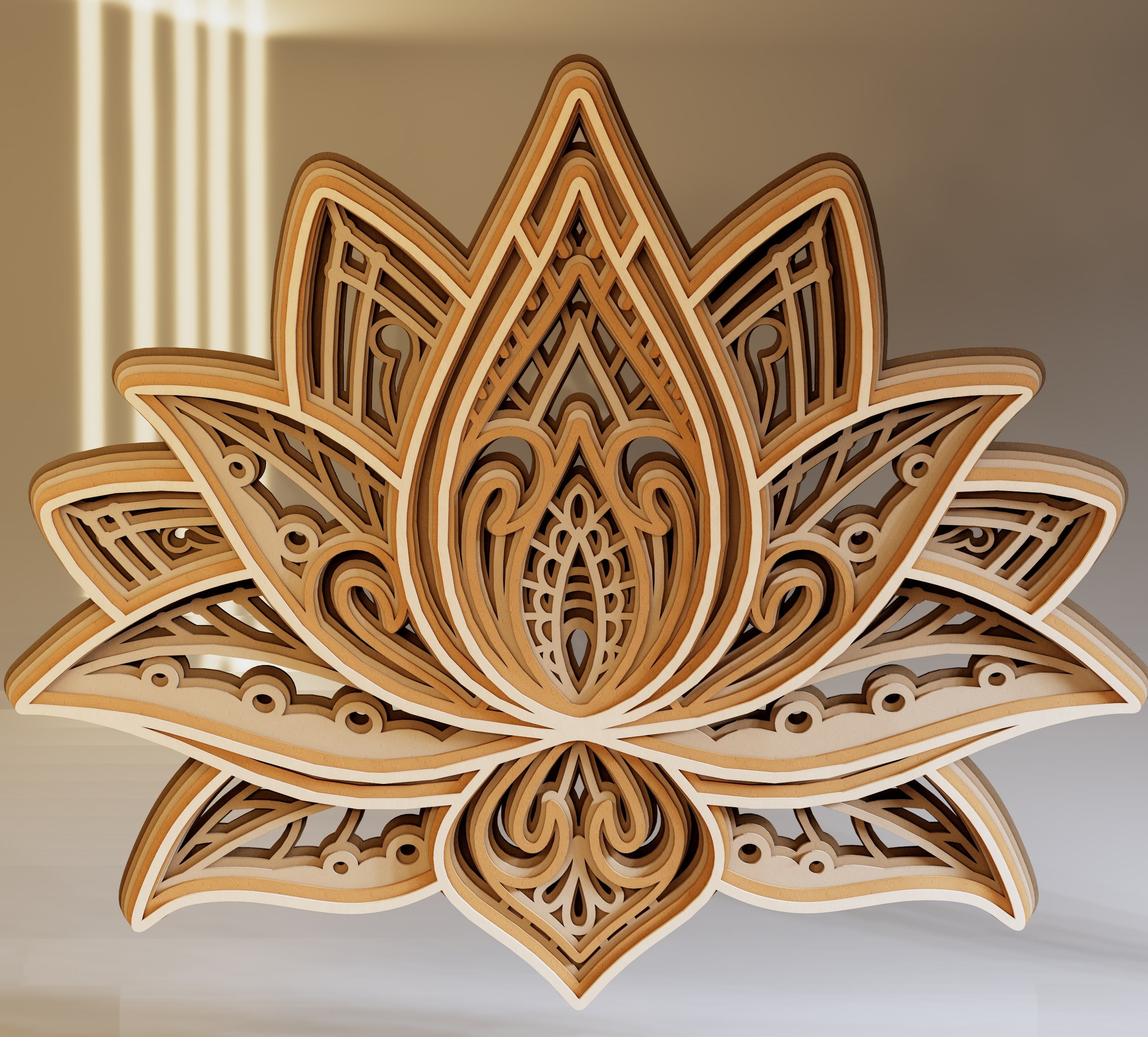 Layered Lotus SVG, Mandala Laser Cut, Plywood Flowers, Glowforge ...