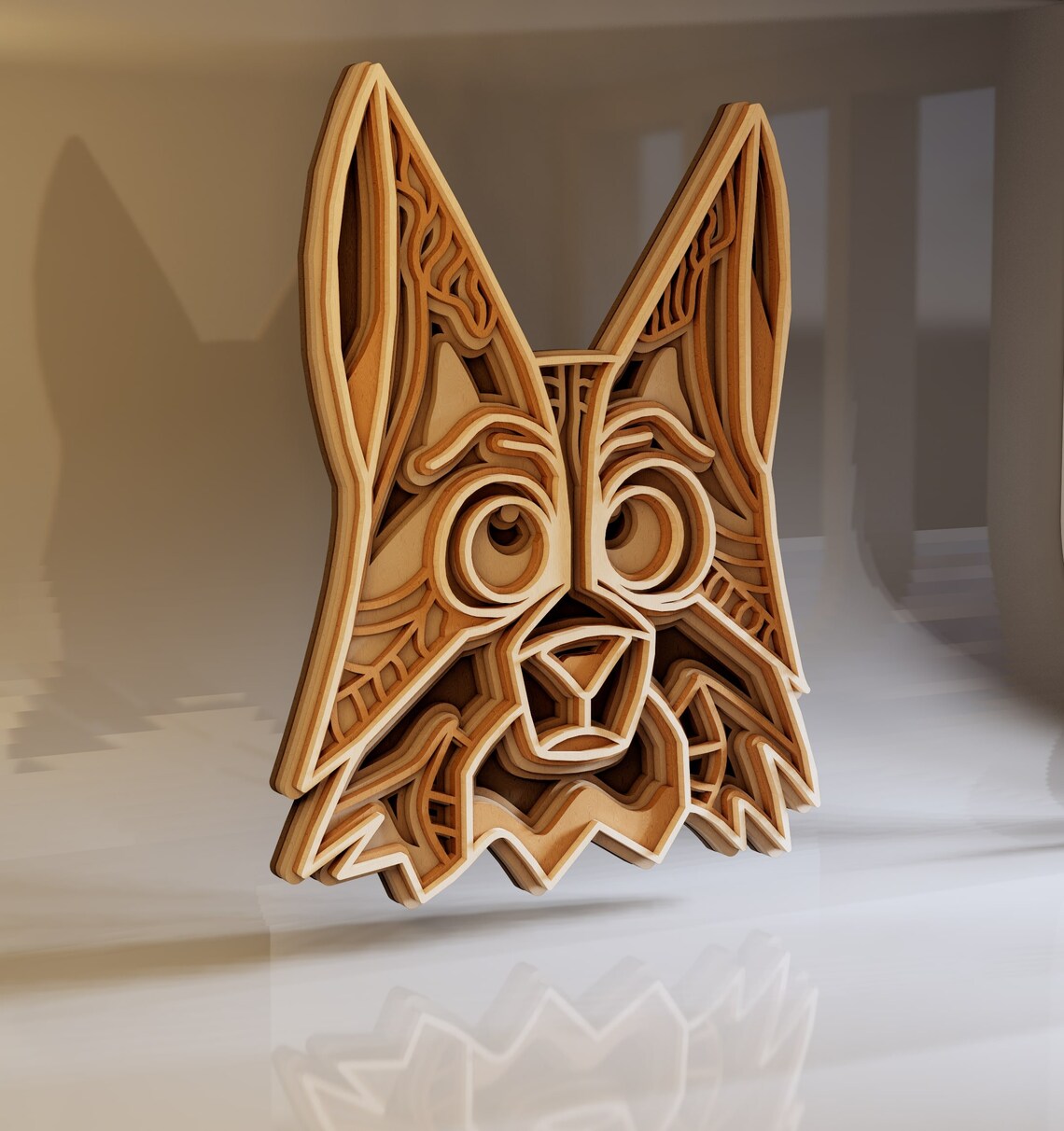 Corgi Laser Cut File, Dog Head SVG, Multilayer Animal SVG, Digital ...