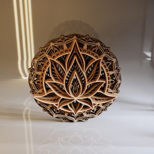 Flower Mandala SVG, Lotus Design, Layered Wood Cut Files, Laser Cutting ...