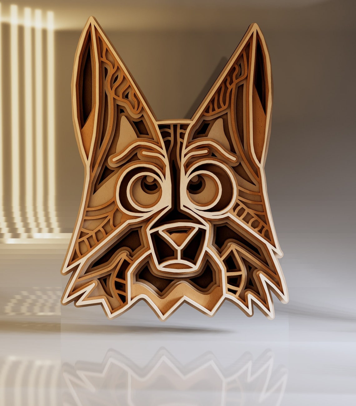 Corgi Laser Cut File, Dog Head SVG, Multilayer Animal SVG, Digital ...