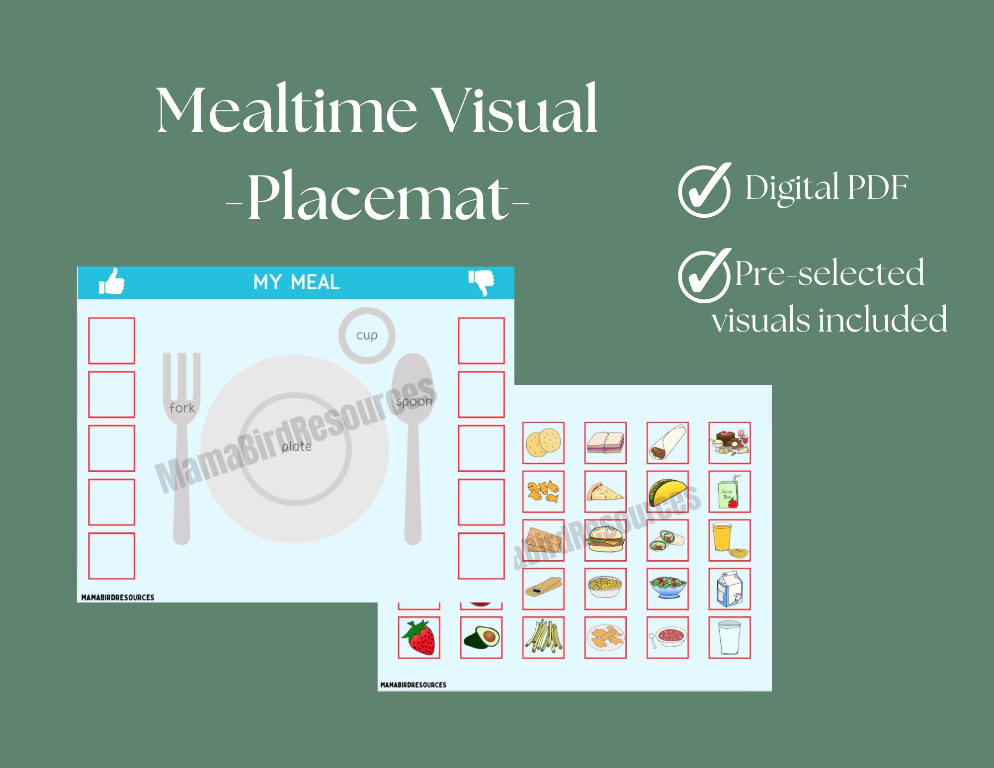 Mealtime VISUAL Placemat With Food & Drink Images (digital Download) - Etsy