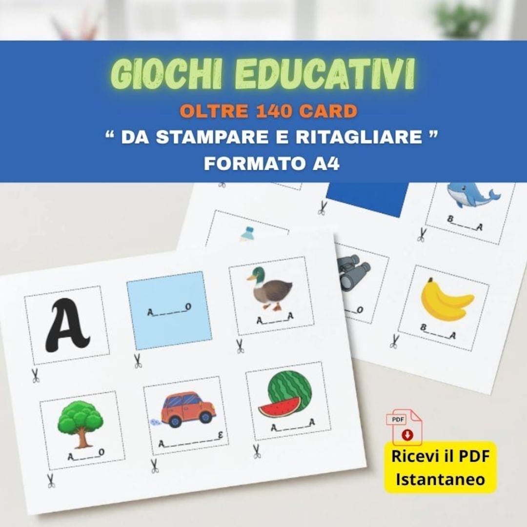 Printable Italian Alphabet Flashcards, 140 Montessori Teaching Cards ...
