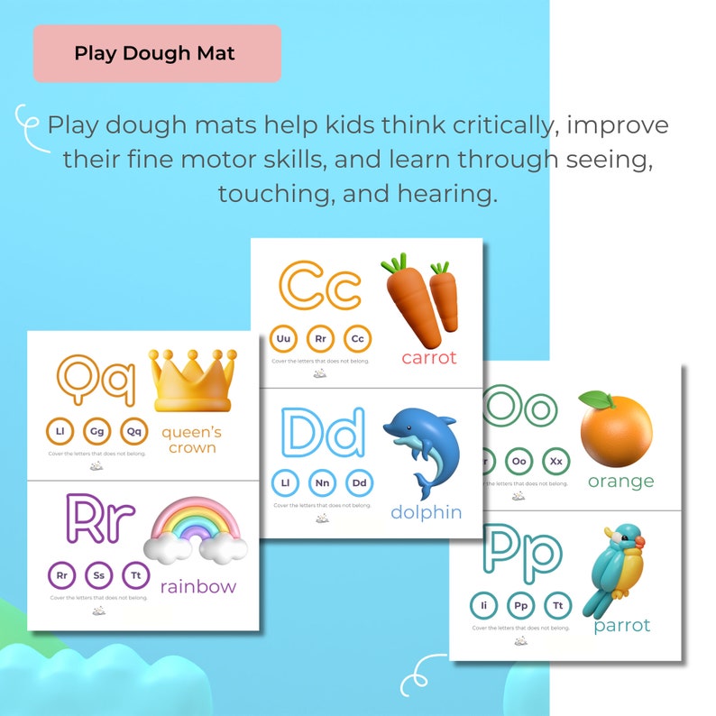 Alphabet Play Dough Mats Printable for Kids - Toddler Preschool ...