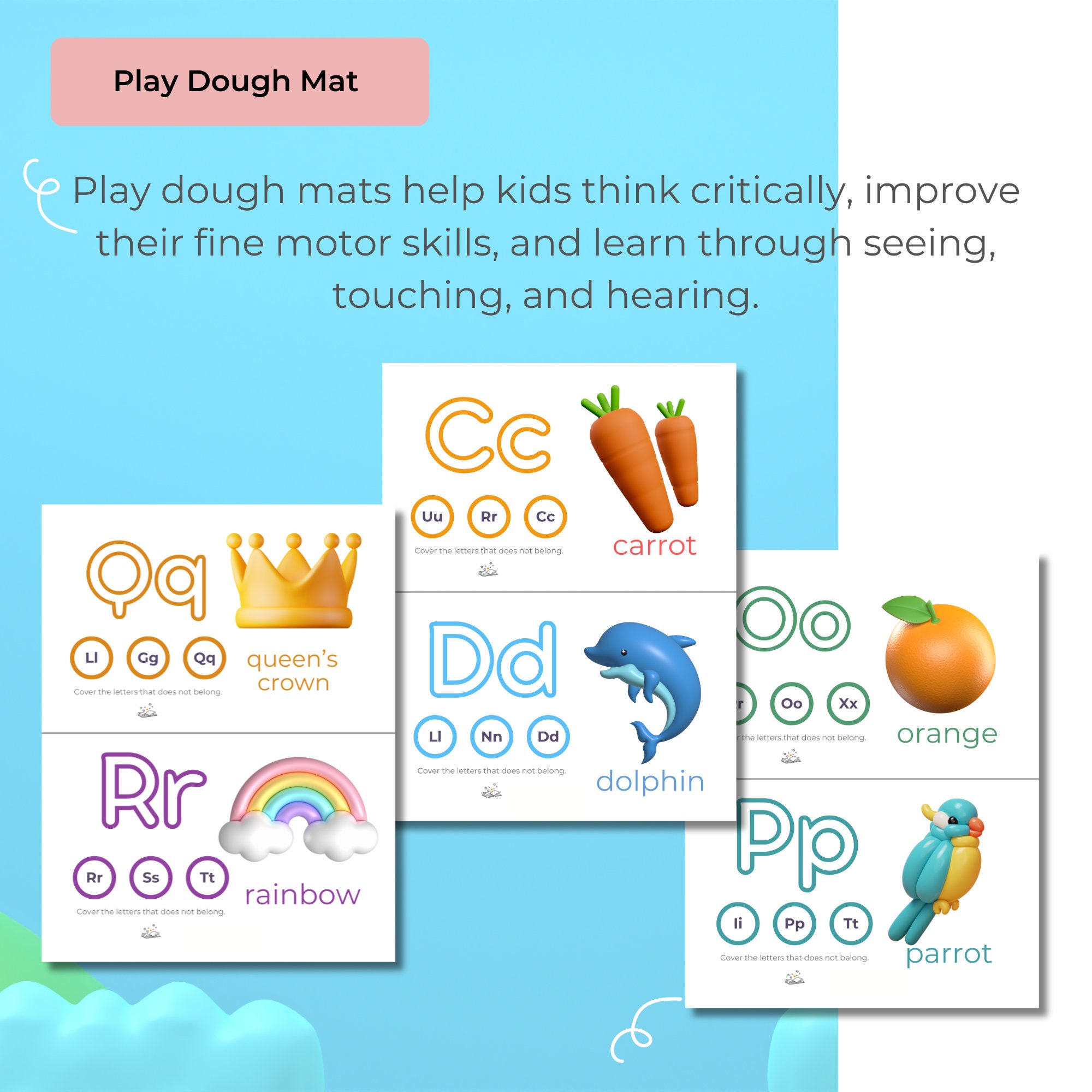 Alphabet Play Dough Mats Printable for Kids - Toddler Preschool ...