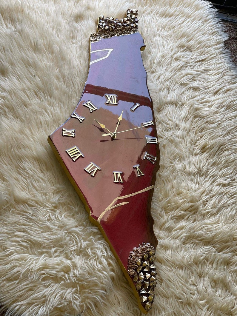 Palestine Map Epoxy Resin Map Wall Clock Wall Art Decor Made in ...