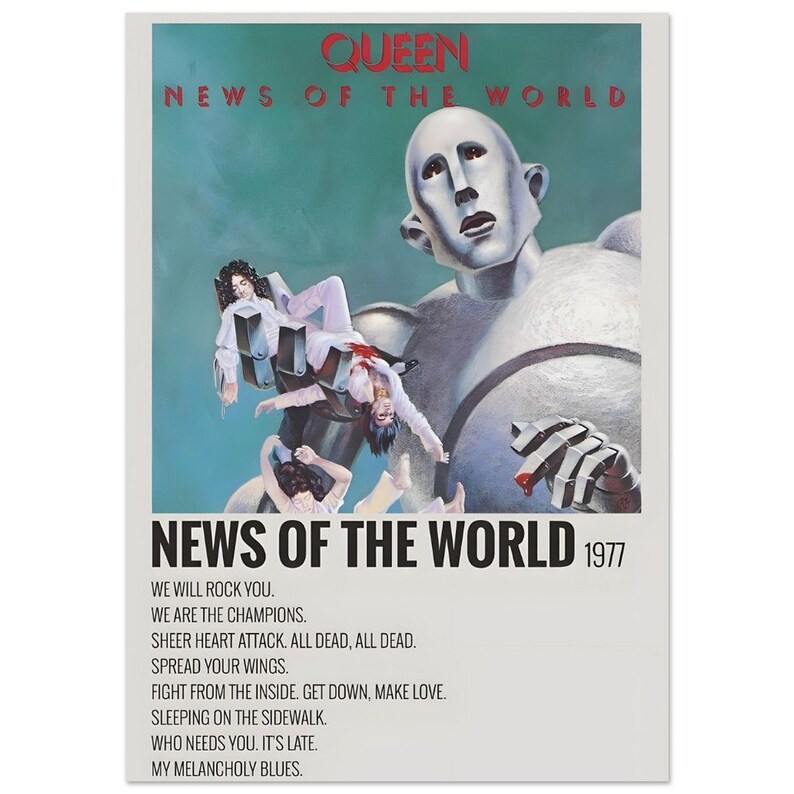 Queen 'news of the World' Album Cover Print Vintage Rock Poster, Iconic Classic Rock Art - Etsy