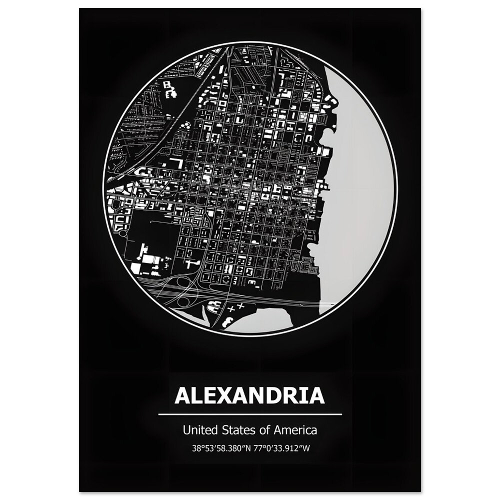 Alexandria City Map Poster Modern Alexandria Art Print Black and White ...