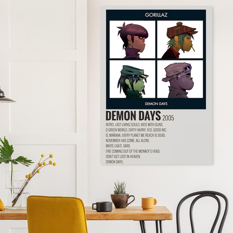Gorillaz Demon Days 2005 Album Poster - Iconic Music Art, Alternative ...