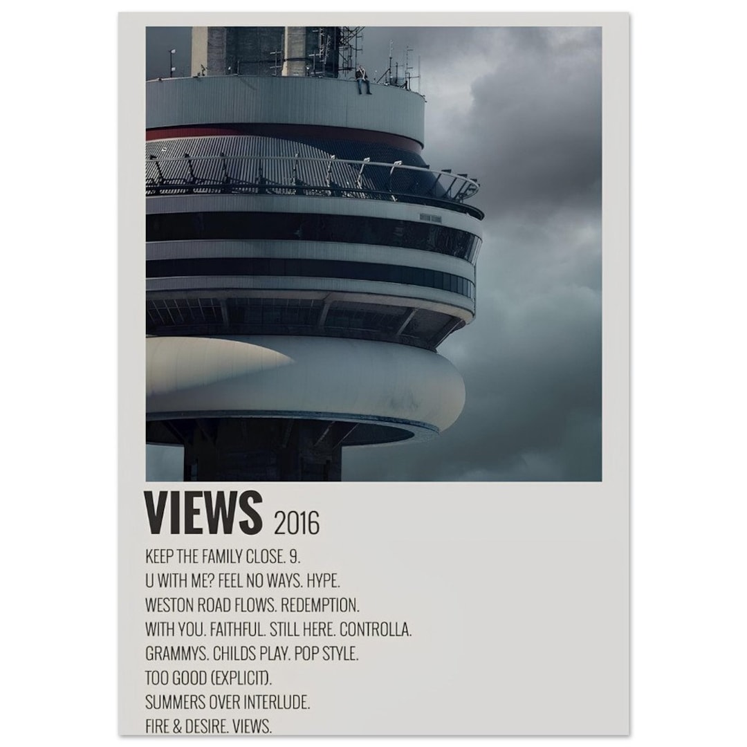 Drake Views Album Poster Iconic Music Wall Art, Drake Fan Art, Hip Hop ...