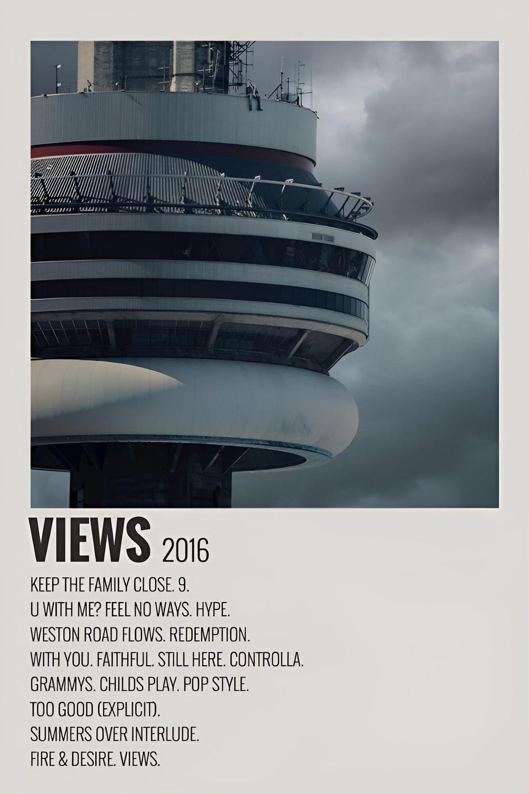 Drake Views Album Cover Poster – Toronto CN Tower Art (digital Download ...