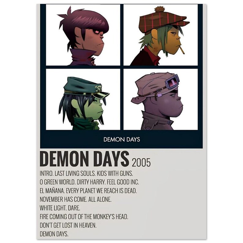 Gorillaz Demon Days 2005 Album Poster - Iconic Music Art, Alternative ...