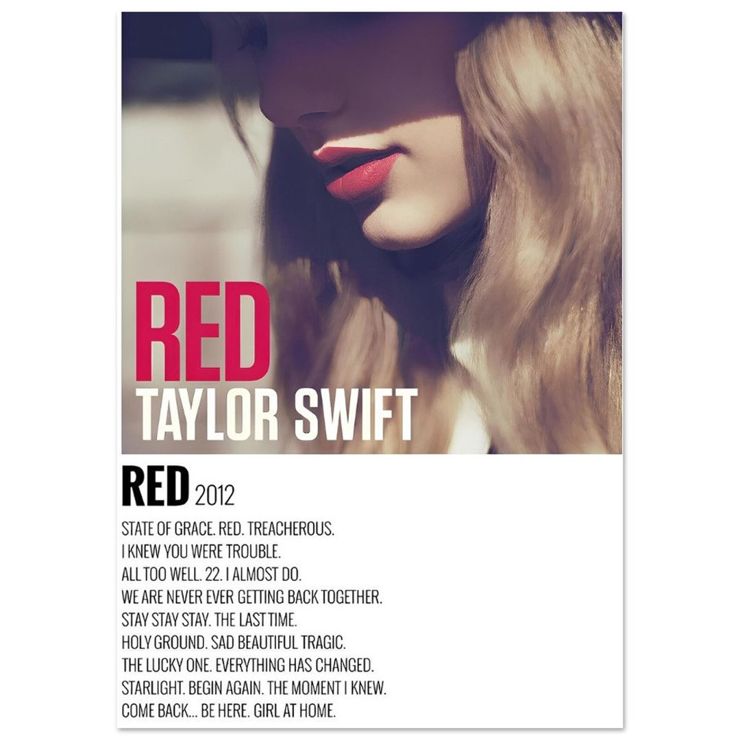 Taylor Swift 'red' Album Poster Iconic Music Wall Art, Pop Decor ...