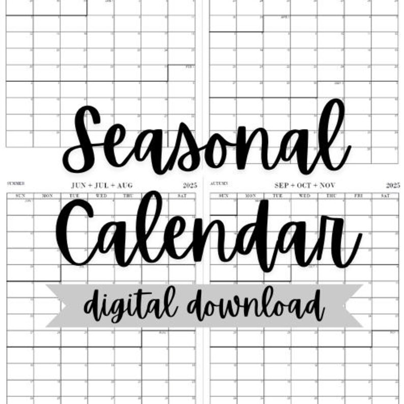 2026 SEASONAL CALENDAR PRINTABLE | Minimalist | Sunday and Monday Start ...