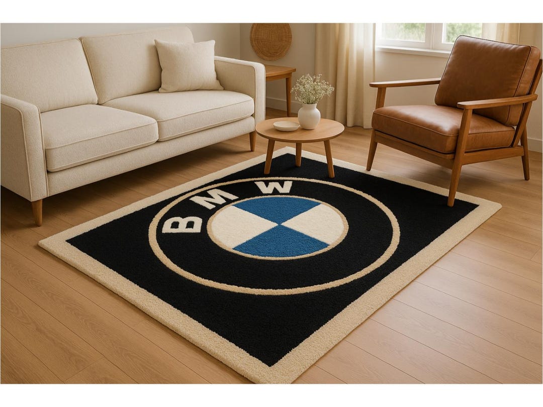 BMW Logo Handmade Tufted Rug – Premium Custom Wool Carpet for Living ...