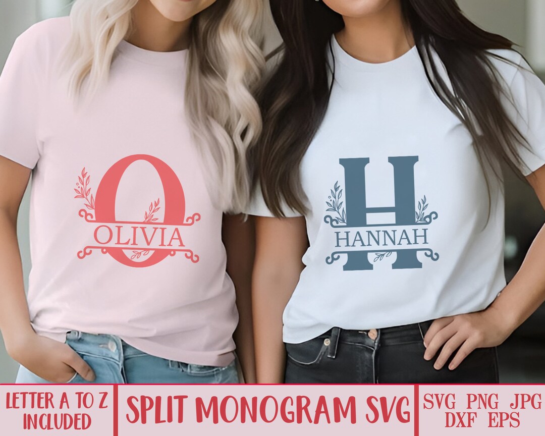 Floral Split Monogram SVG, Floral Split Letter Monogram SVG for ...