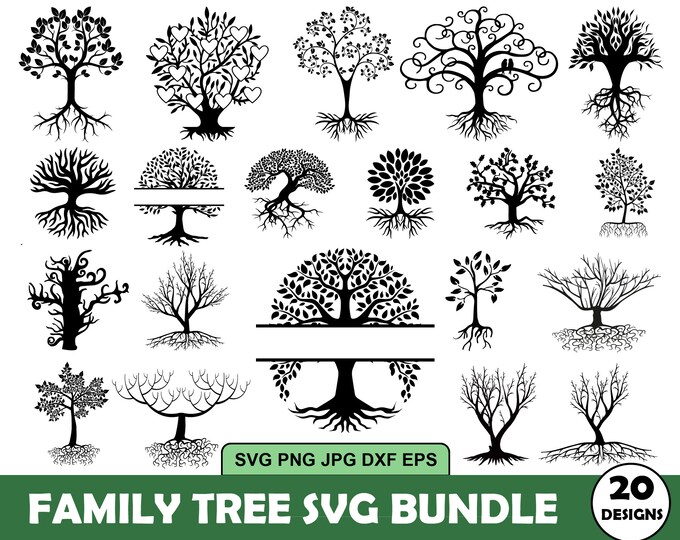 Family Tree Svg, Family Tree Heart Branch Clipart Silhouette, Tree of ...