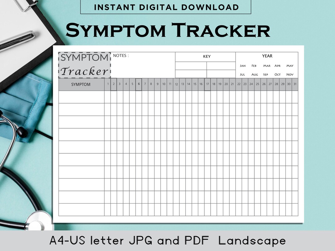 Monthly Symptom Tracker, Printable Journal Page, Health Tracker ...