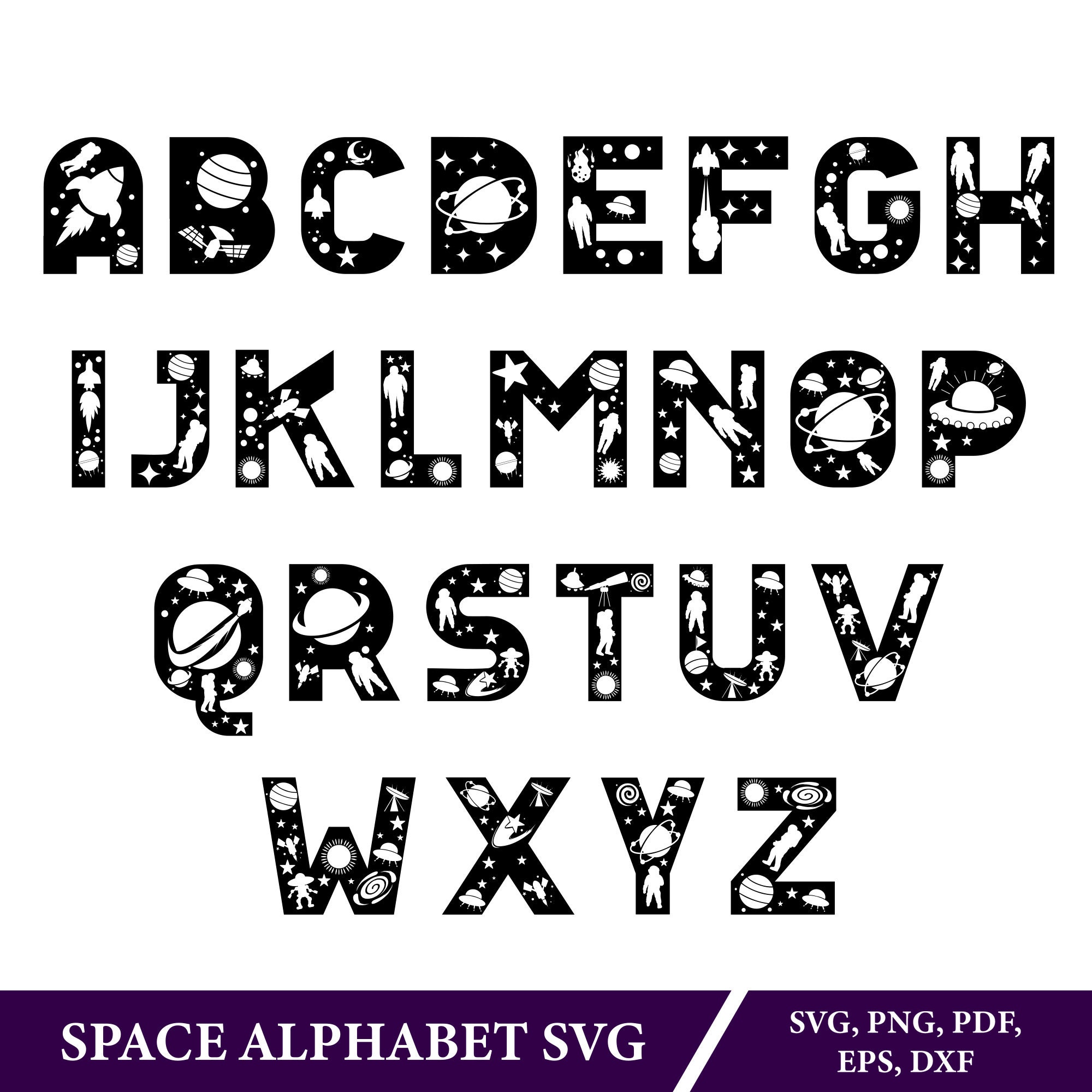 Space Alphabet SVG, Numbers SVG, Space Letter SVG, Space Alphabet Home ...