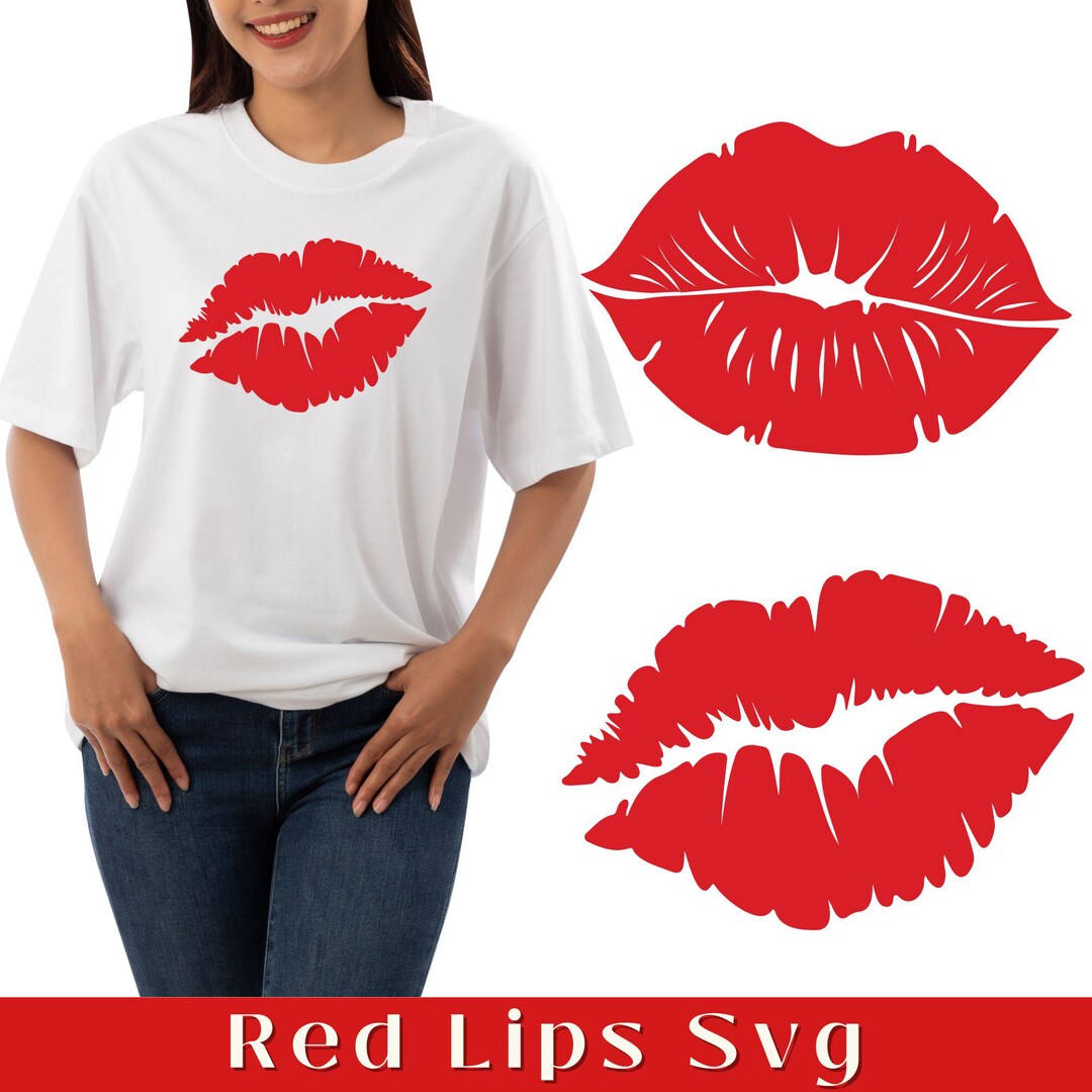 Red Lips Svg Files, Kiss Me Svg for Silhouette, Kiss Design Dxf, Lips ...