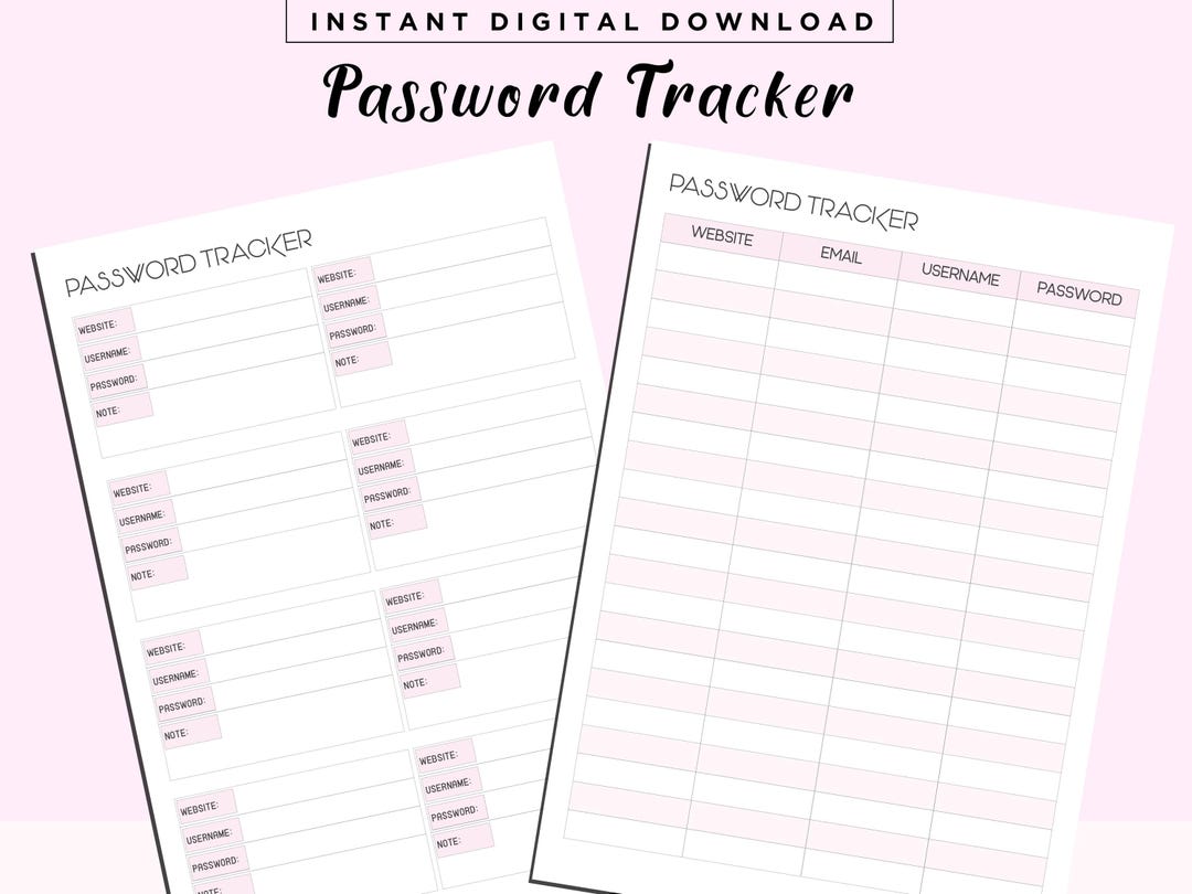 EDITABLE Password Tracker Printable & Fillable, Password Log, Password ...