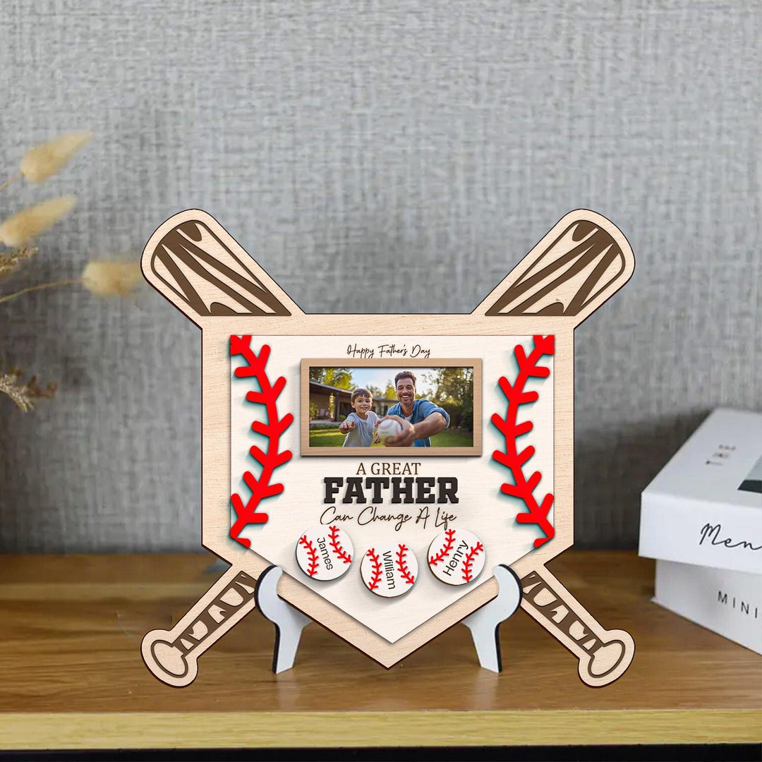 Personalized Best Dad Baseball Photo Frame, Personalized Dad's Name ...